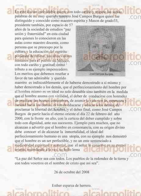 Con reseña de José Campos Burgos, pide que se recuerde su aniversario ...