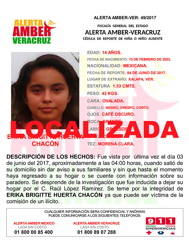 Localizada Erika Brigitte Huerta Chacón - Al Calor Político