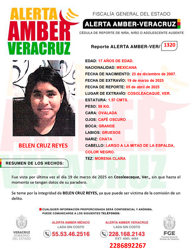 ACTIVACIÓN ALERTA AMBER 1320 BELEN CRUZ REYES Y 1321 ESTEFANNY SANTIAGO ...
