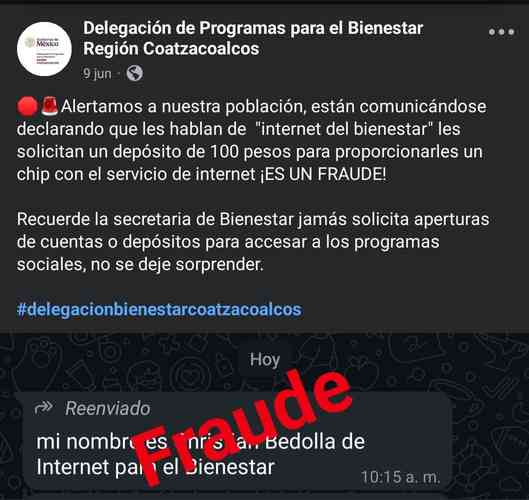 Alertan por 2 tipos de fraudes con supuestos programas de Bienestar, en Coatza - Al Calor Político