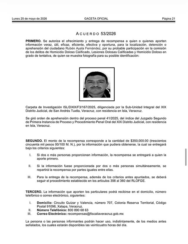 Fiscalía ofrece recompensa por presuntos asesinos de periodista Avisack ...